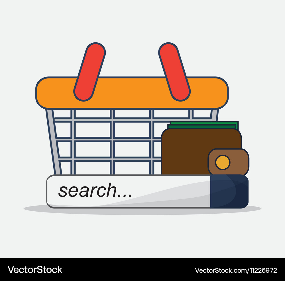 Basket and digital marketing design Royalty Free Vector