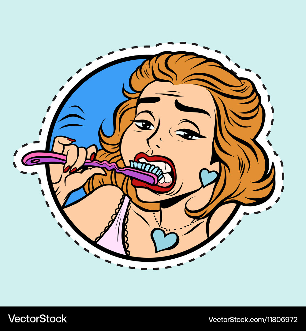 Beautiful girl brushing her teeth Royalty Free Vector Image