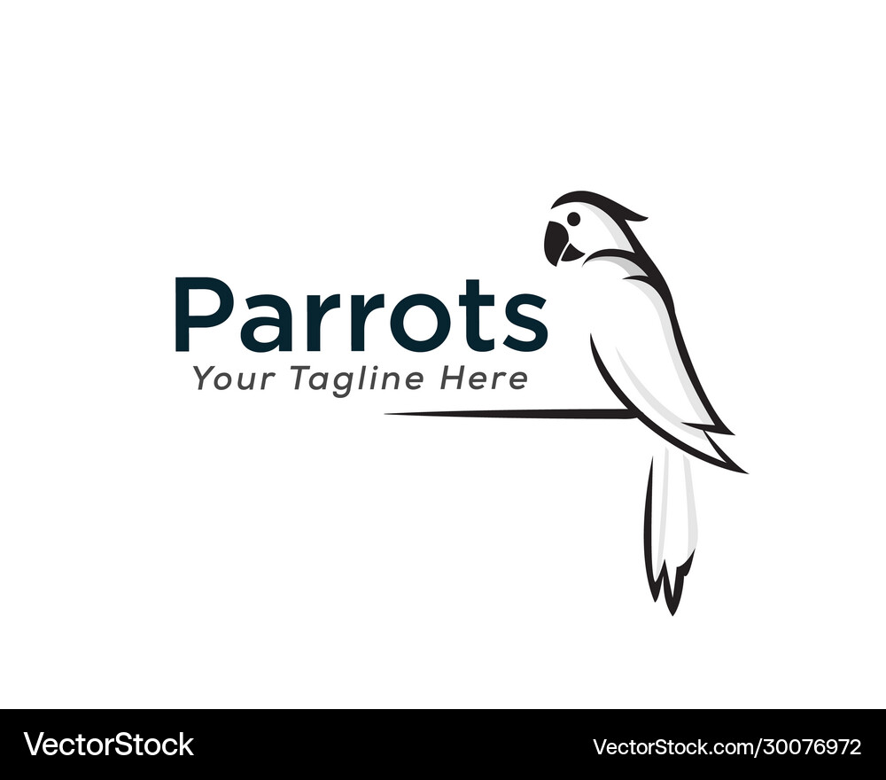 Black white perch parrot art logo design Vector Image