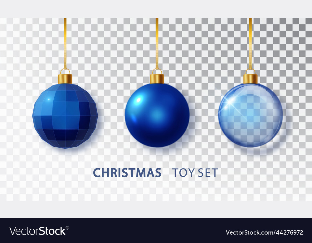 Blue christmas tree balls set with isolated Vector Image Blue christmas tree balls set with isolated Vector Image