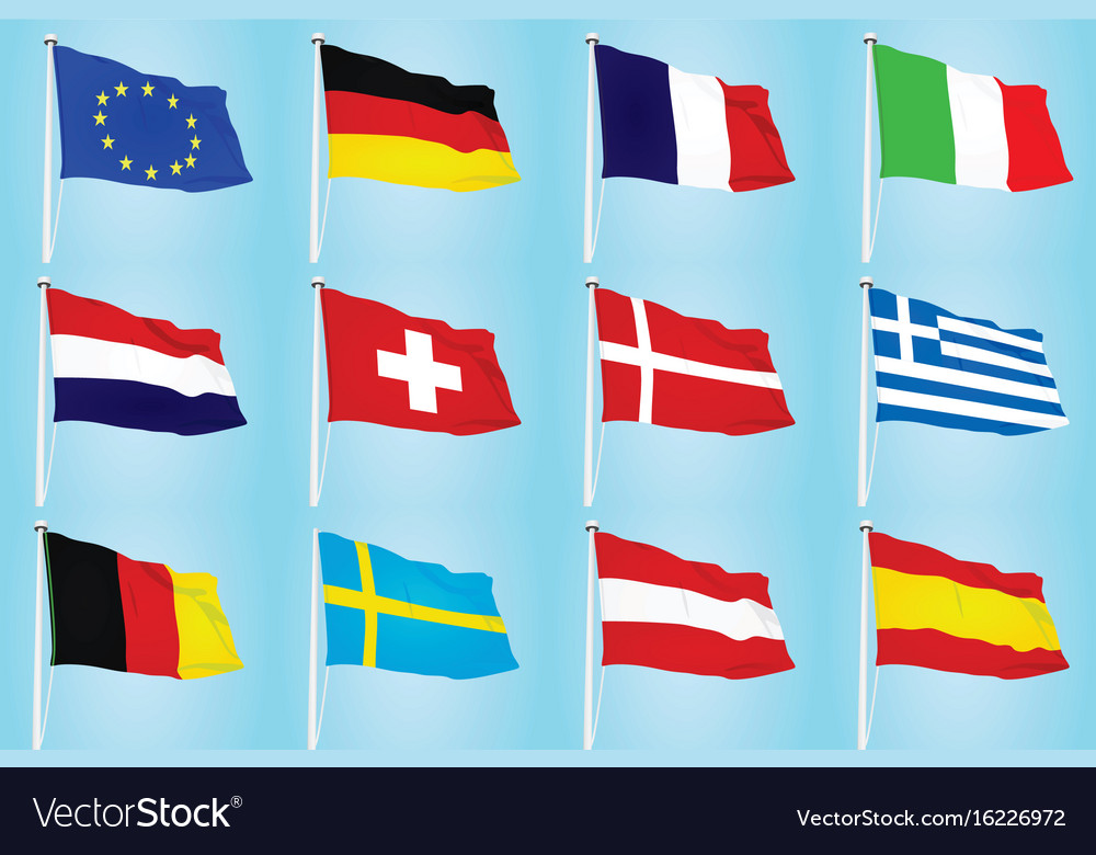 Eu flags Royalty Free Vector Image - VectorStock