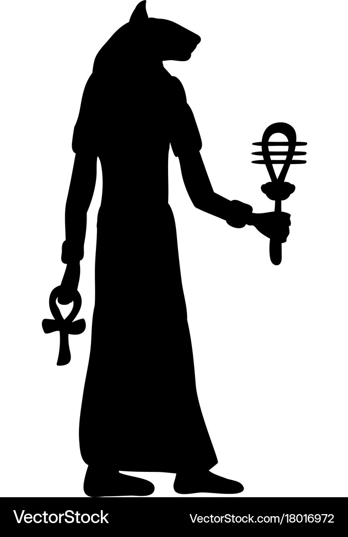 God bastet cat egyptian silhouette ancient egypt Vector Image