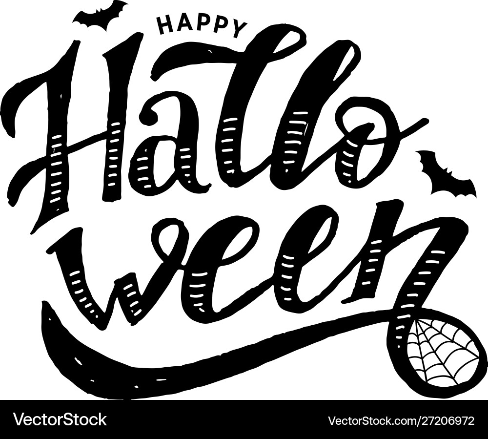 Happy halloween lettering calligraphy brush text Vector Image