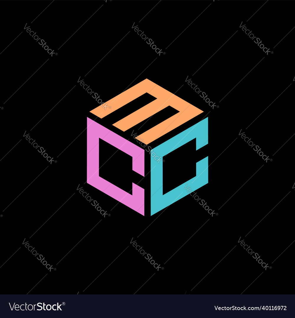 Hexagon logo with the letters mcc design Vector Image