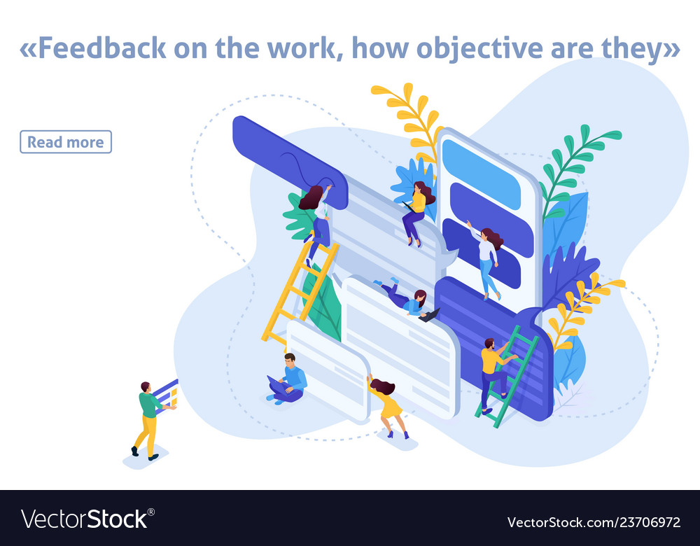 Isometric article banner feedback Royalty Free Vector Image