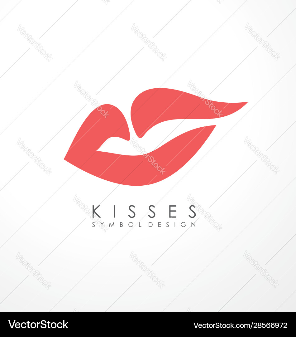 Kiss symbol design with soft red lips Royalty Free Vector