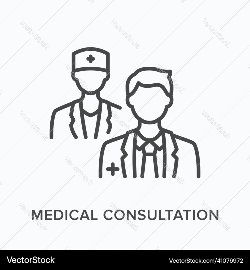 Medical consultation flat line icon Royalty Free Vector