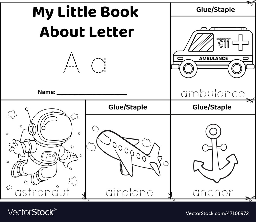 My little book about letter aa Royalty Free Vector Image