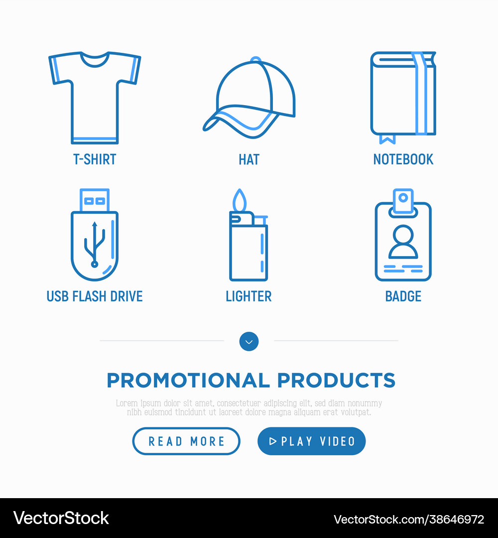 Promotional products thin line icons set Vector Image