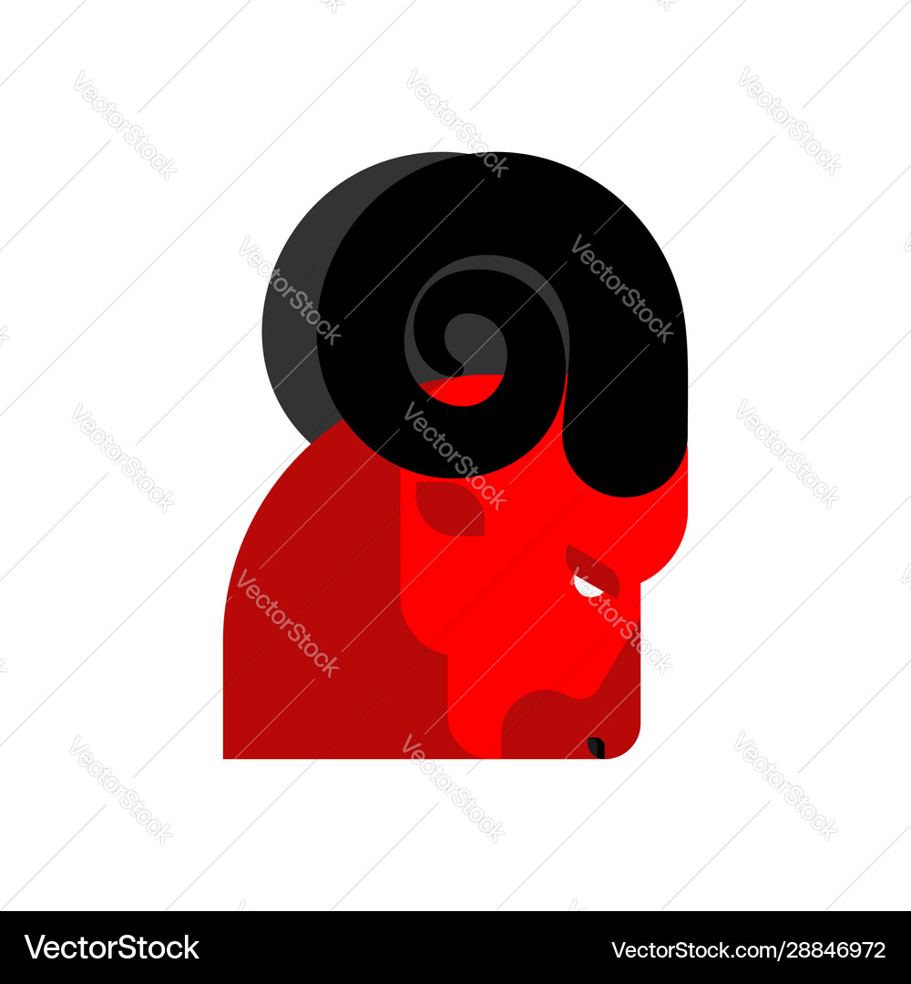 Red ram head isolated horned sheep face farm Vector Image