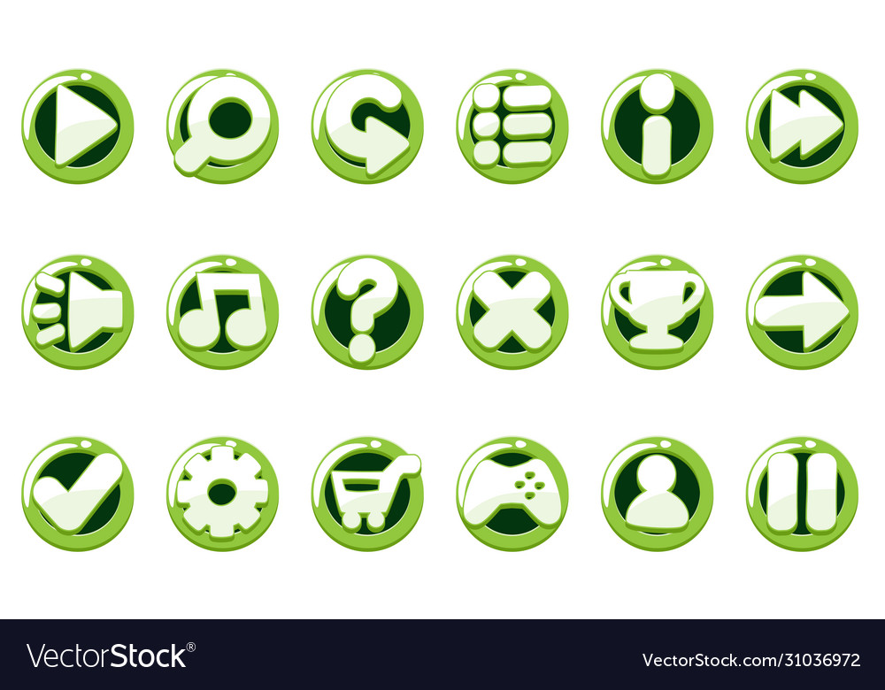 Set glossy green buttons for graphical Royalty Free Vector