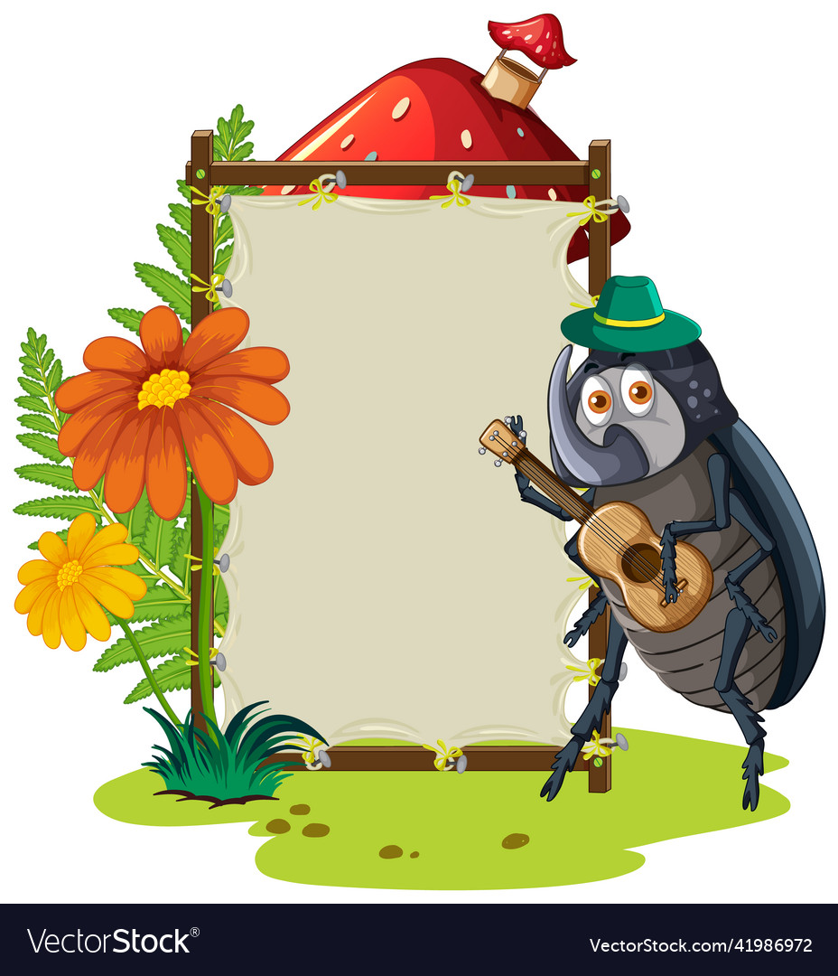 Sign board with beetle on white background Vector Image