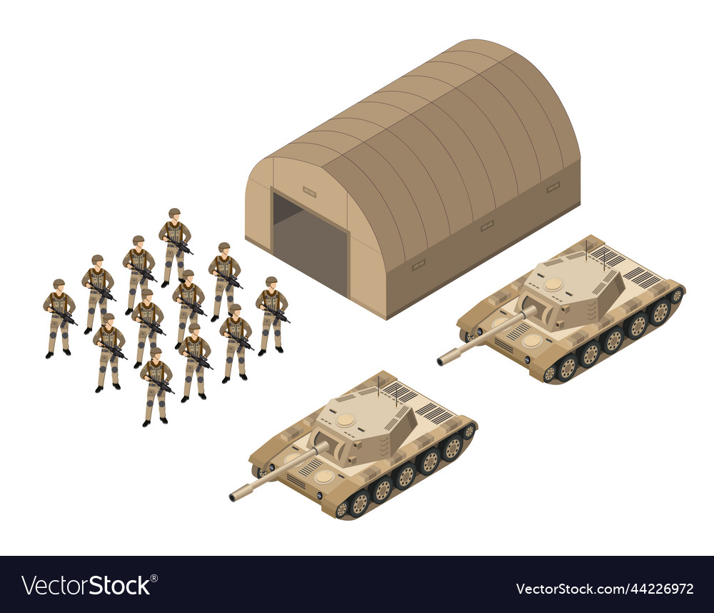 Tank army armed troop isometric military Vector Image