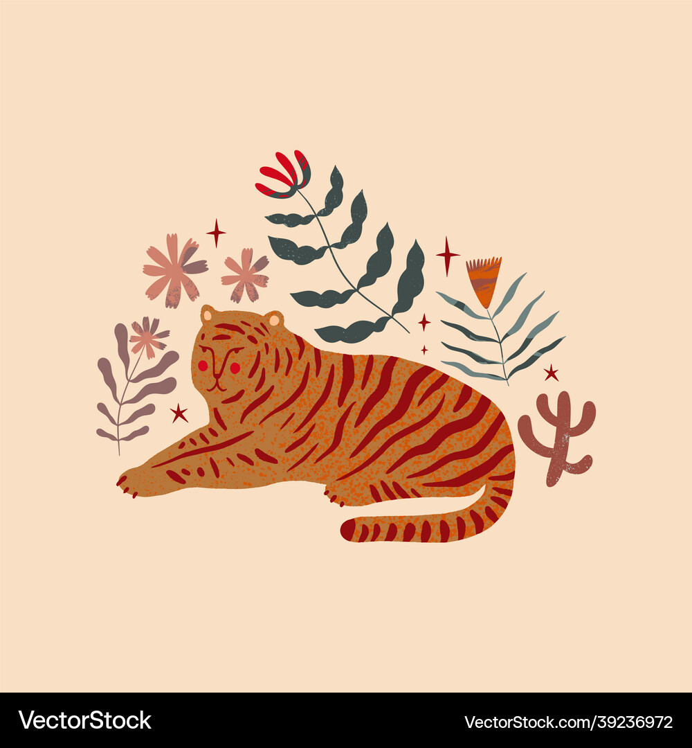 Terracotta tiger abstraction minimalist design Vector Image