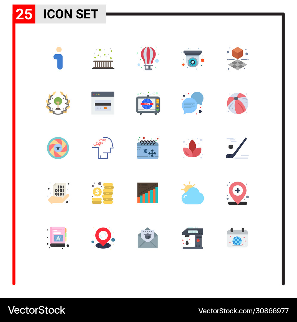 25 universal flat color signs symbols cube Vector Image