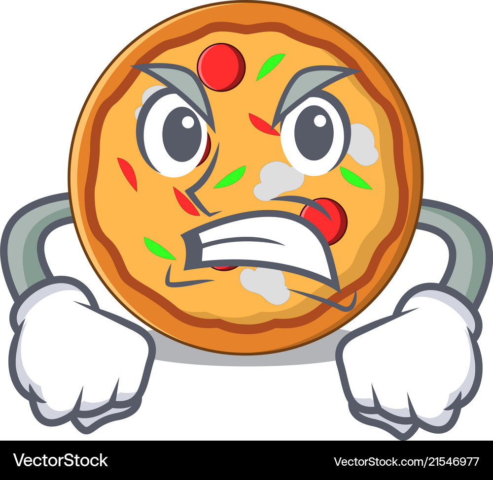 Angry pizza mascot cartoon style Royalty Free Vector Image