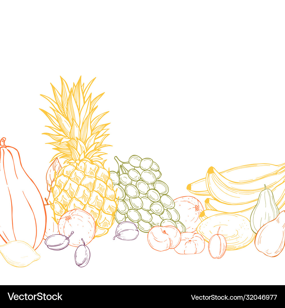 Background with hand drawn fruits sketch Vector Image