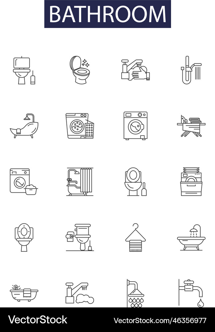 Bathroom line icons and signs shower Royalty Free Vector
