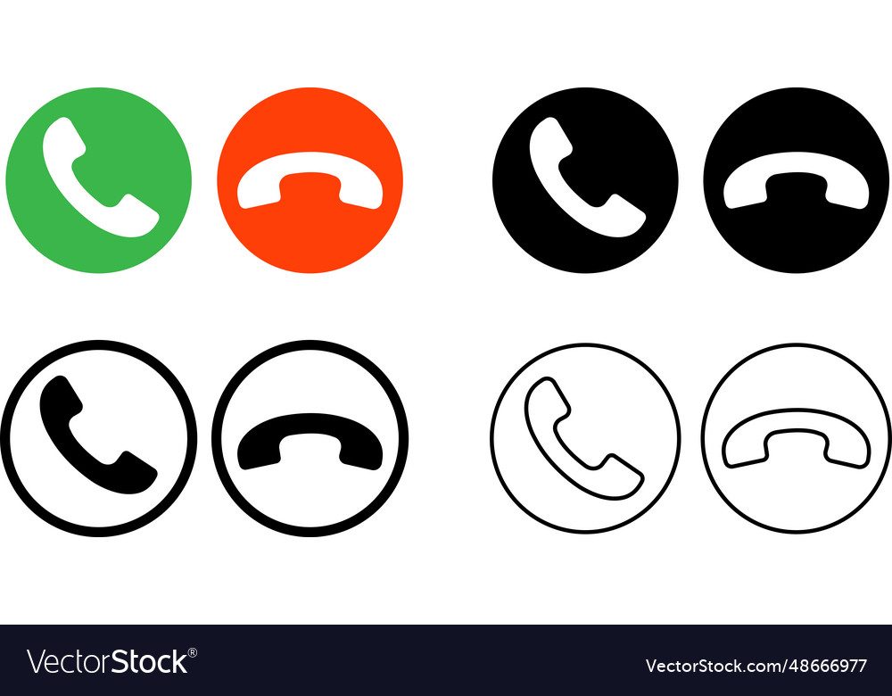 Call icons set phone dial symbols answer and Vector Image