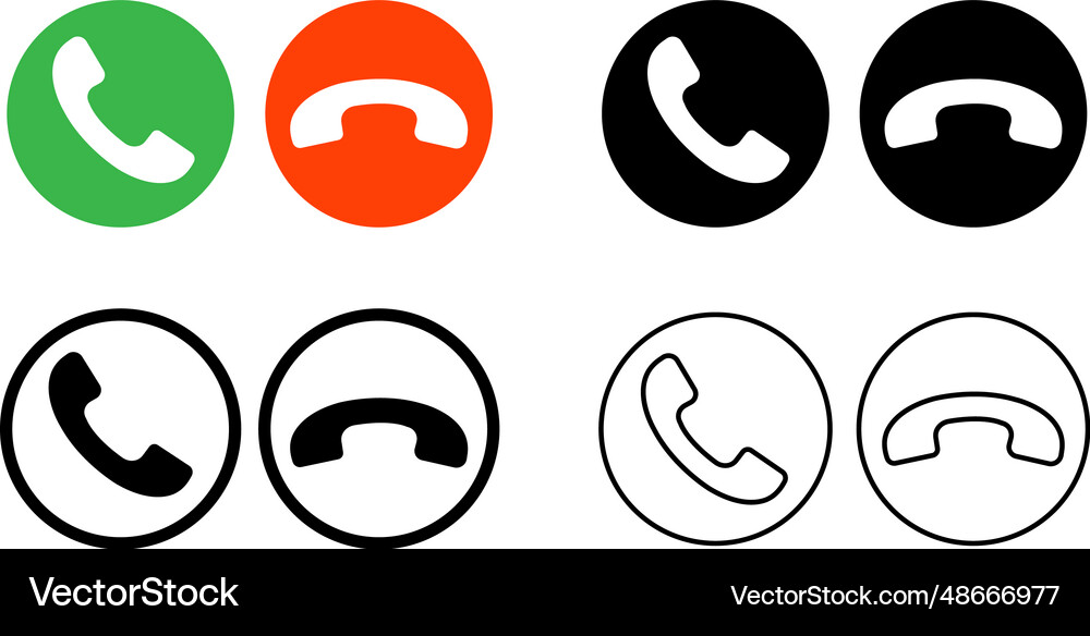 Call icons set phone dial symbols answer Vector Image