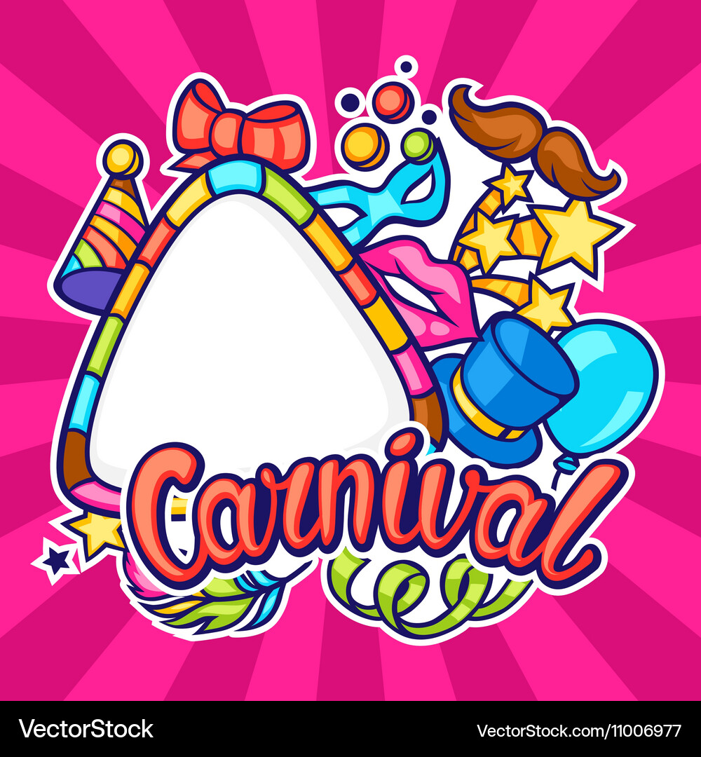 Celebration festive frame with carnival icons Vector Image