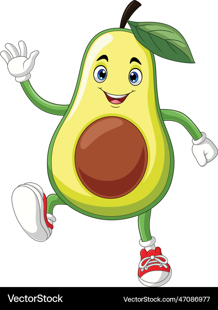 Cute avocado cartoon waving hand Royalty Free Vector Image