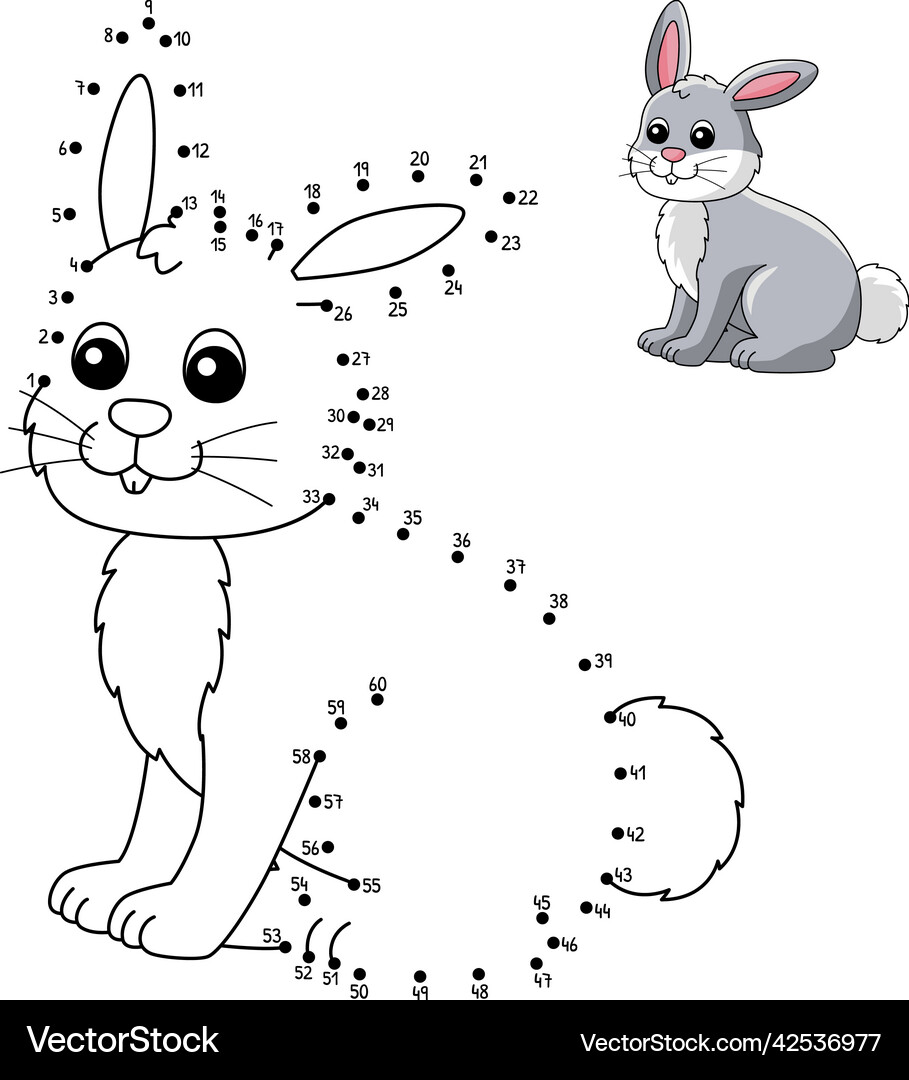 Dot to rabbit coloring page for kids Royalty Free Vector