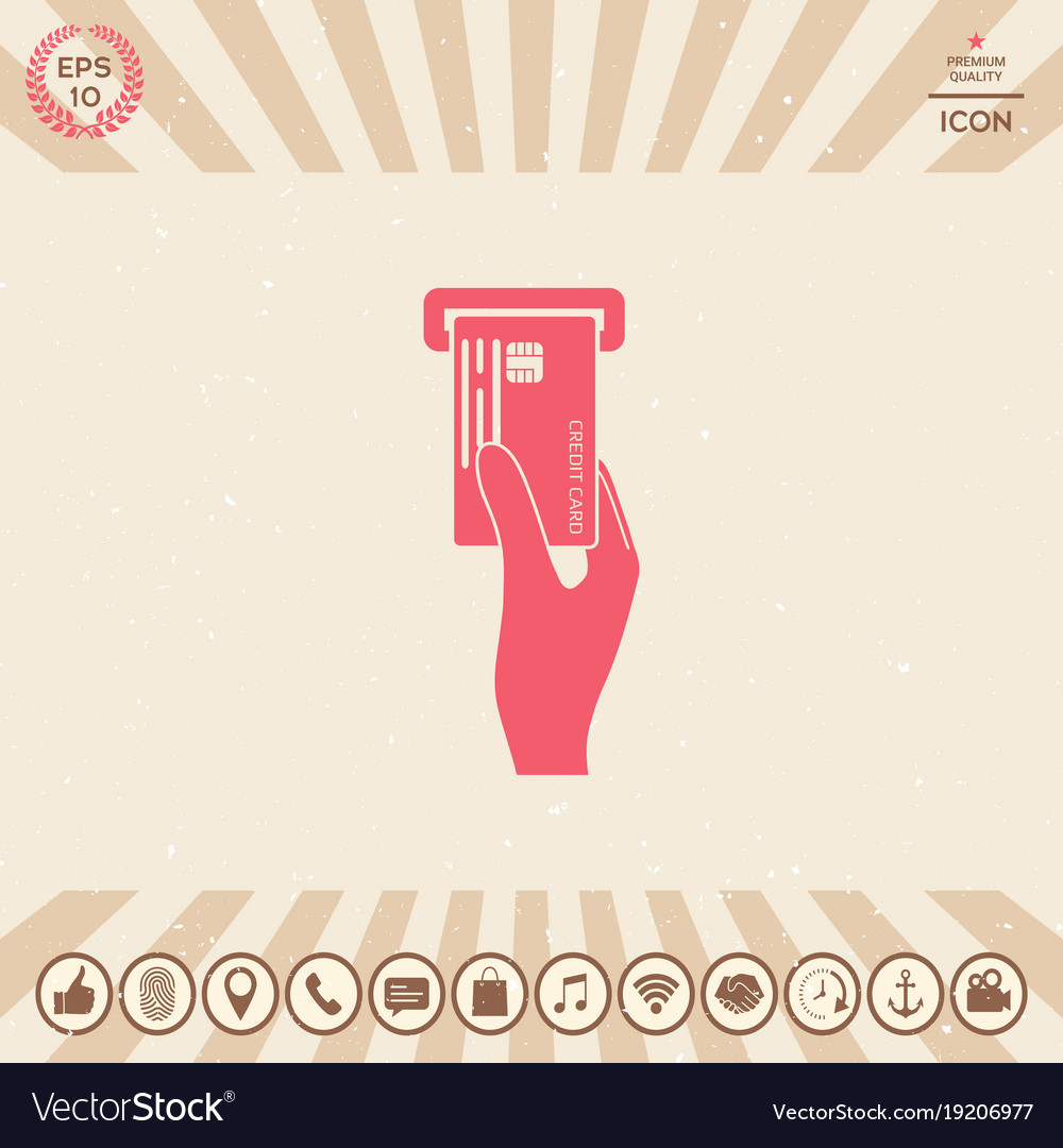 Inserting credit card icon Royalty Free Vector Image Inserting credit card icon Royalty Free Vector Image