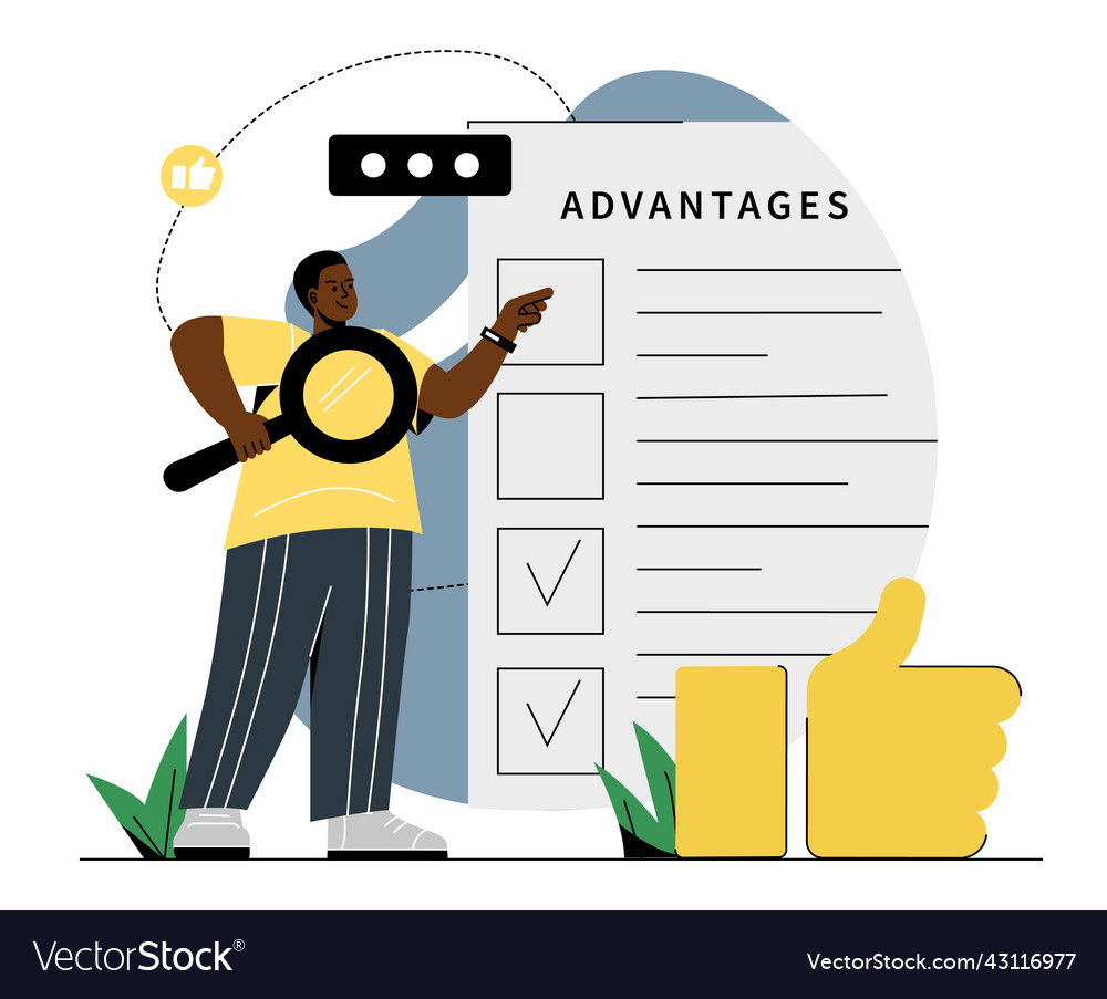 Man with advantages list Royalty Free Vector Image