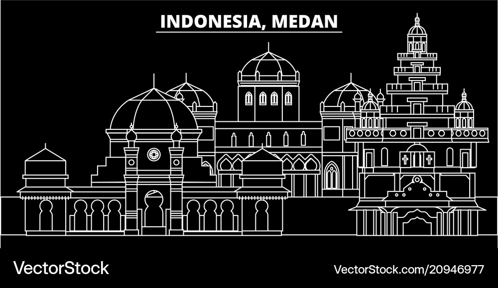 Medan silhouette skyline indonesia Royalty Free Vector Image