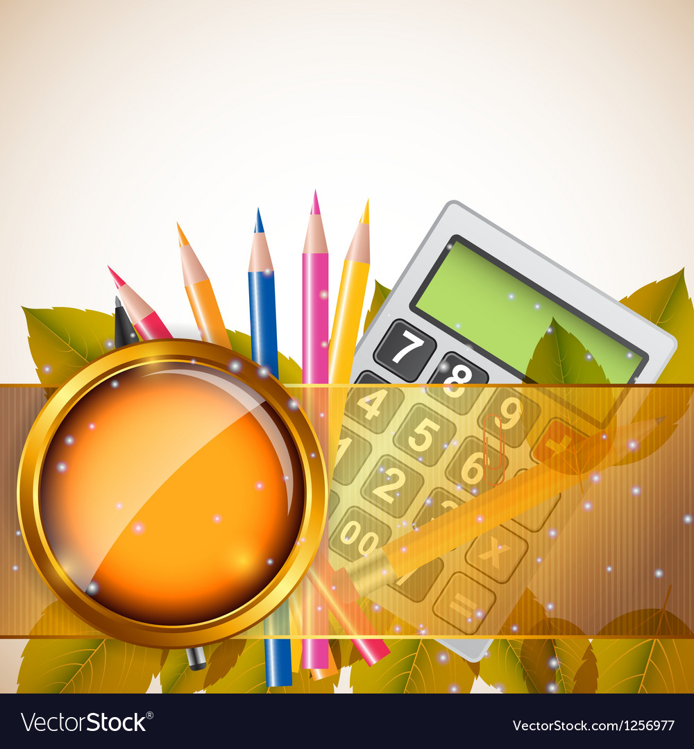 School theme background with different tools Vector Image