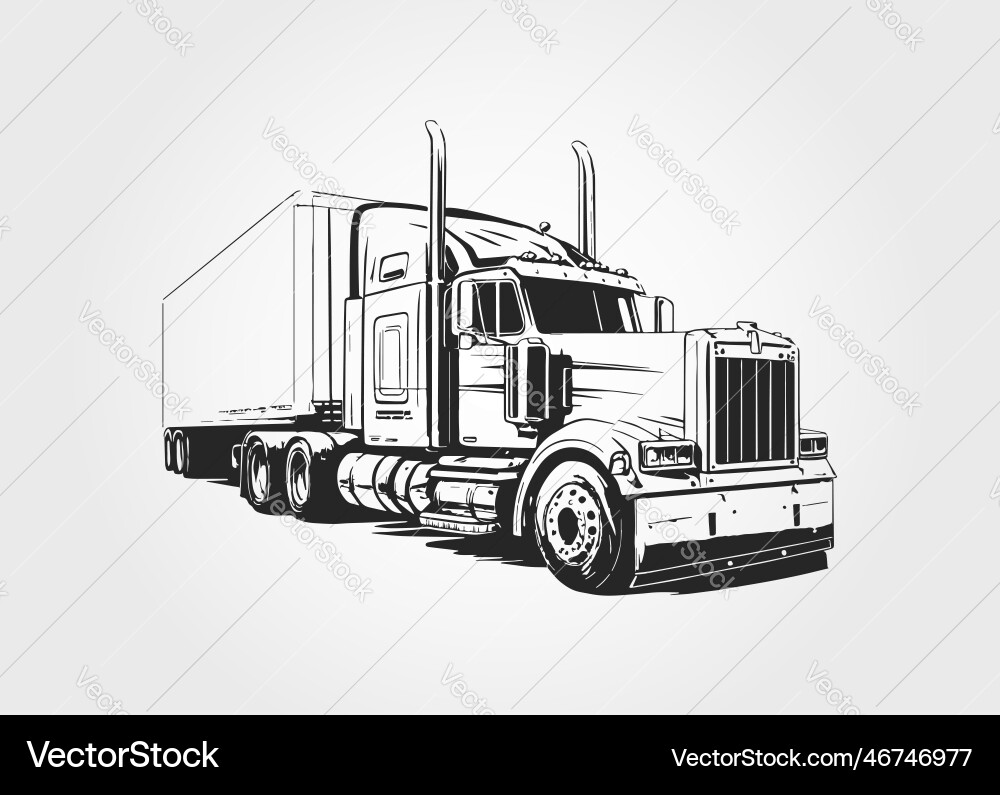 Semi truck lorry freight transportation Royalty Free Vector