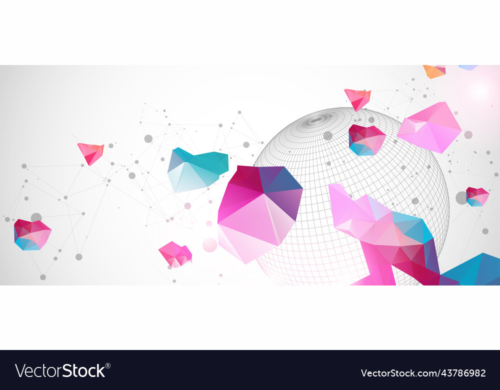 Abstract Sphere Background With Plexus Effect 3d Vector Image