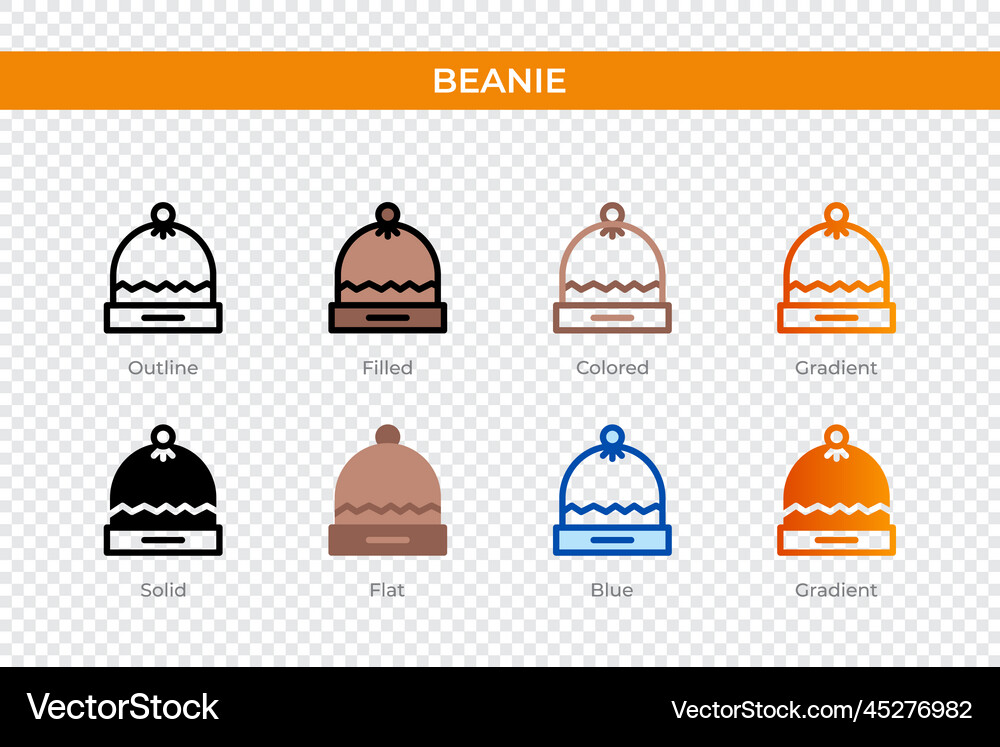 Beanie icon in different style icons Royalty Free Vector