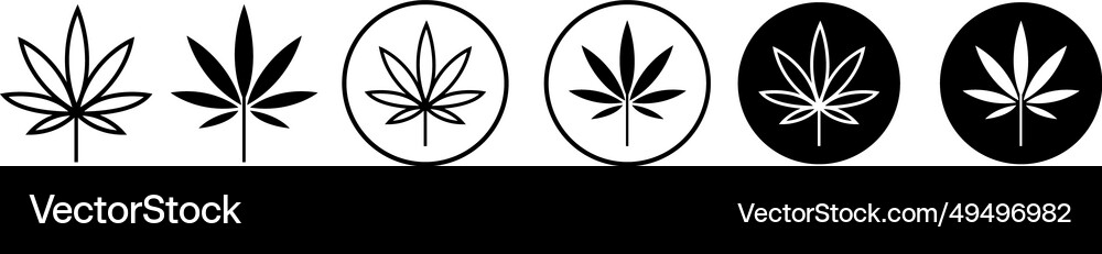 Cannabis leaf icon set hemp marijuana symbol Vector Image