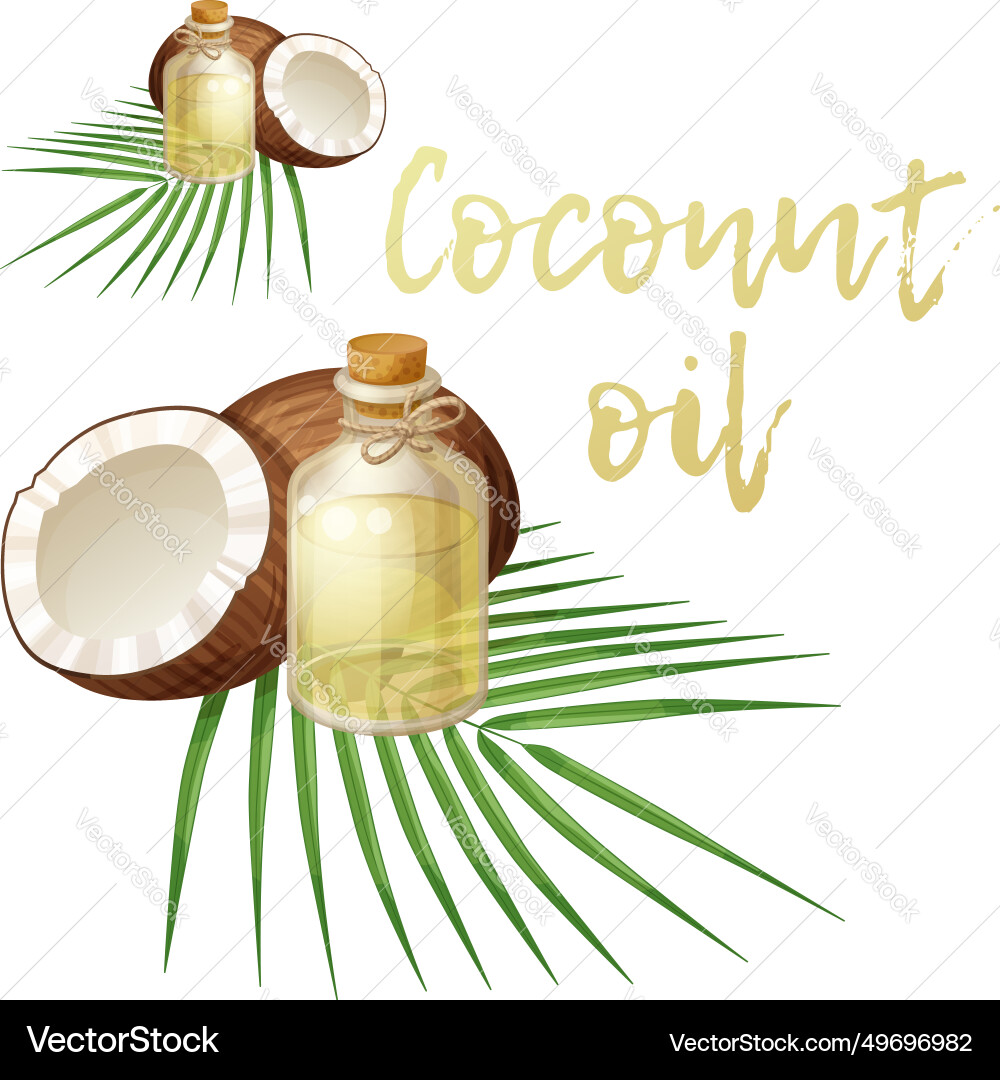 Coconut oil icon isolated on white Royalty Free Vector Image