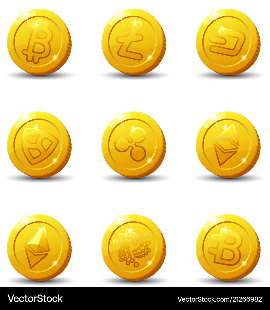 Crypto-currency icons isolated on white background