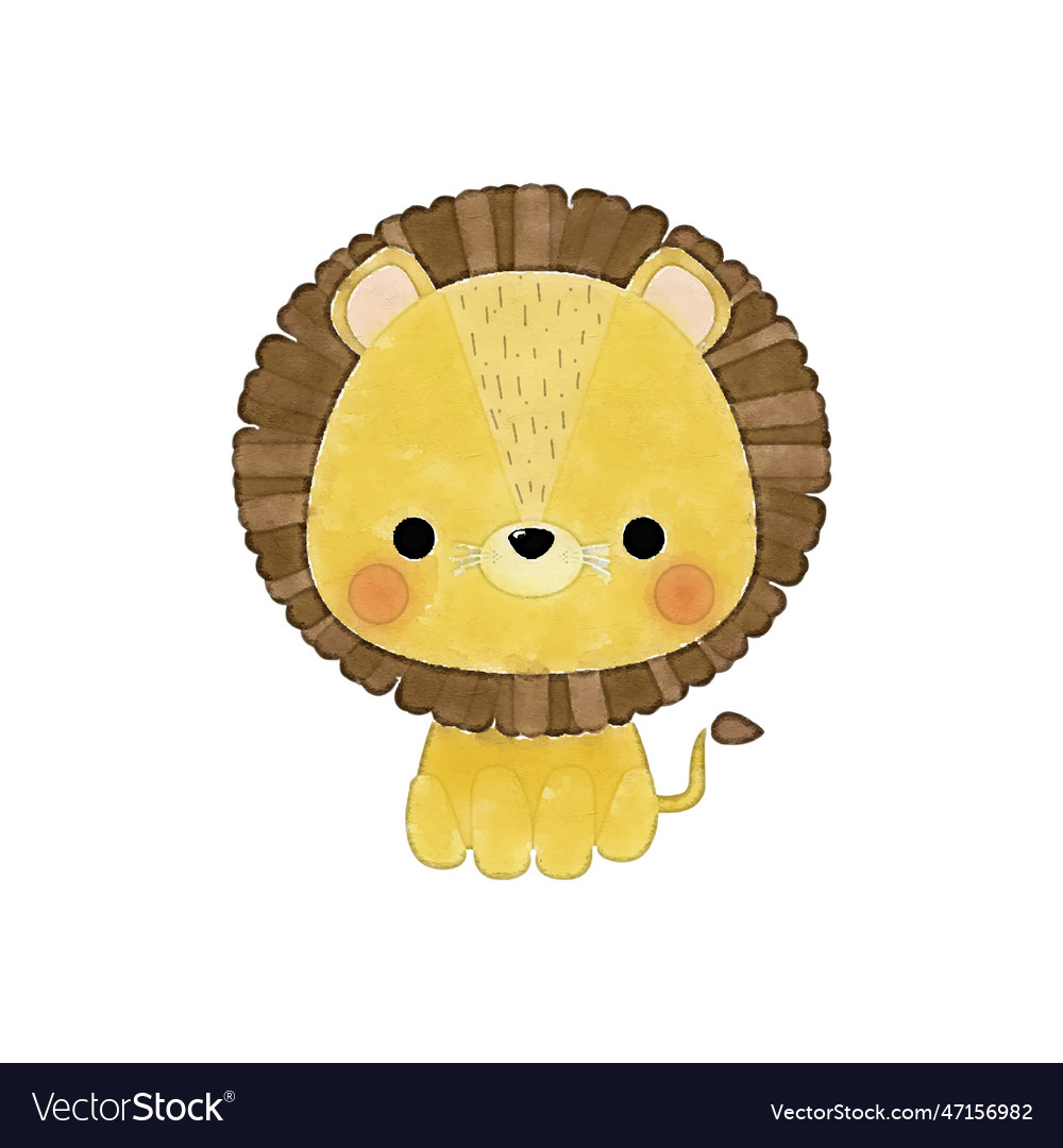 Cute lion animal watercolor style Royalty Free Vector Image