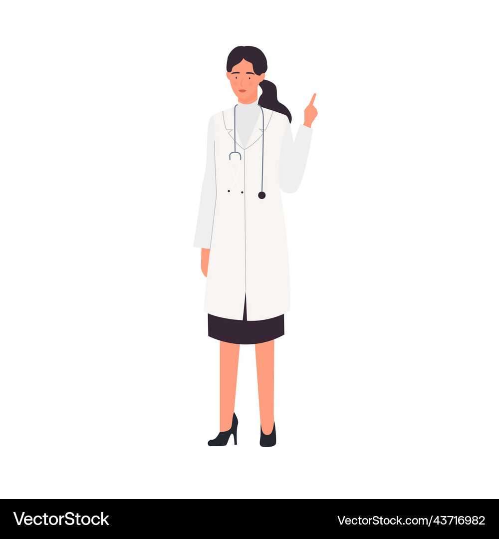 Female doctor pointing finger Royalty Free Vector Image