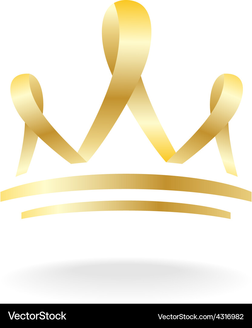 Golden ribbon crown sign Royalty Free Vector Image