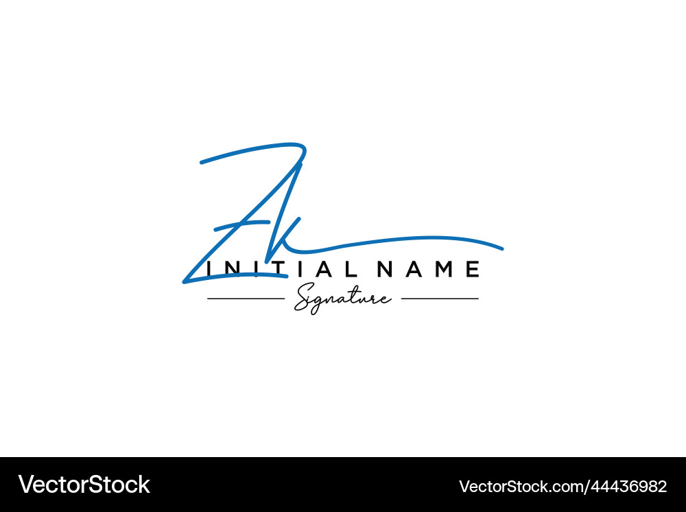 Initial zk signature logo template hand drawn Vector Image