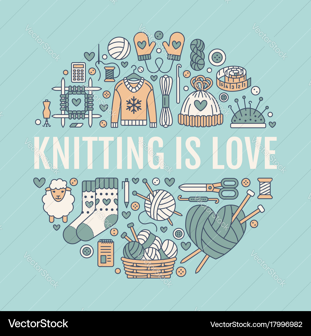 Knitting crochet hand made banner Royalty Free Vector Image