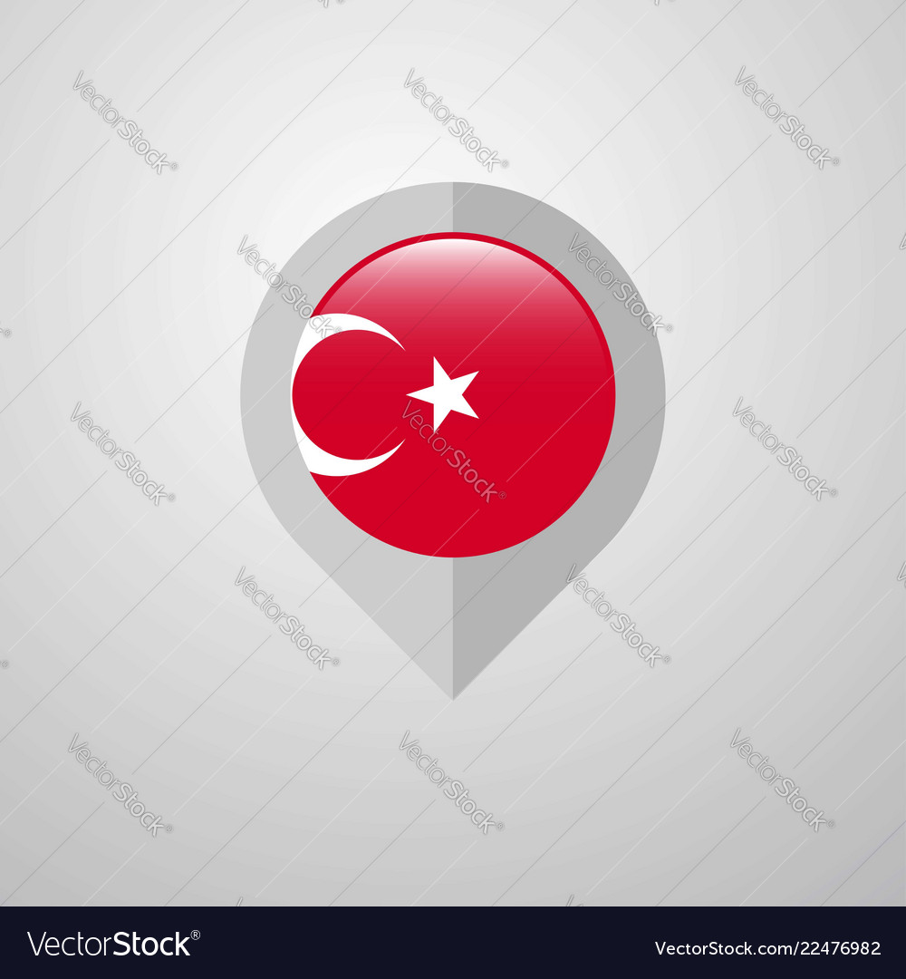 Map navigation pointer with turkey flag design Vector Image