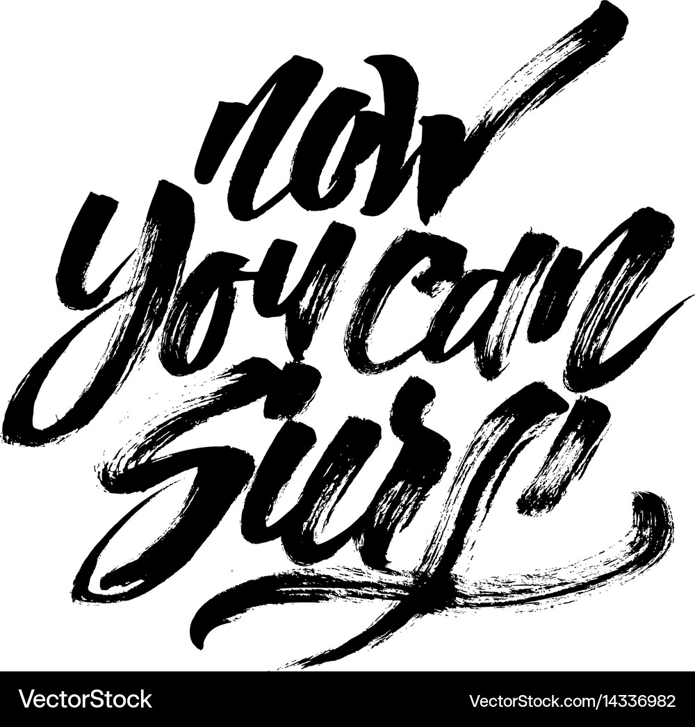 Now you can surf modern calligraphy hand Vector Image