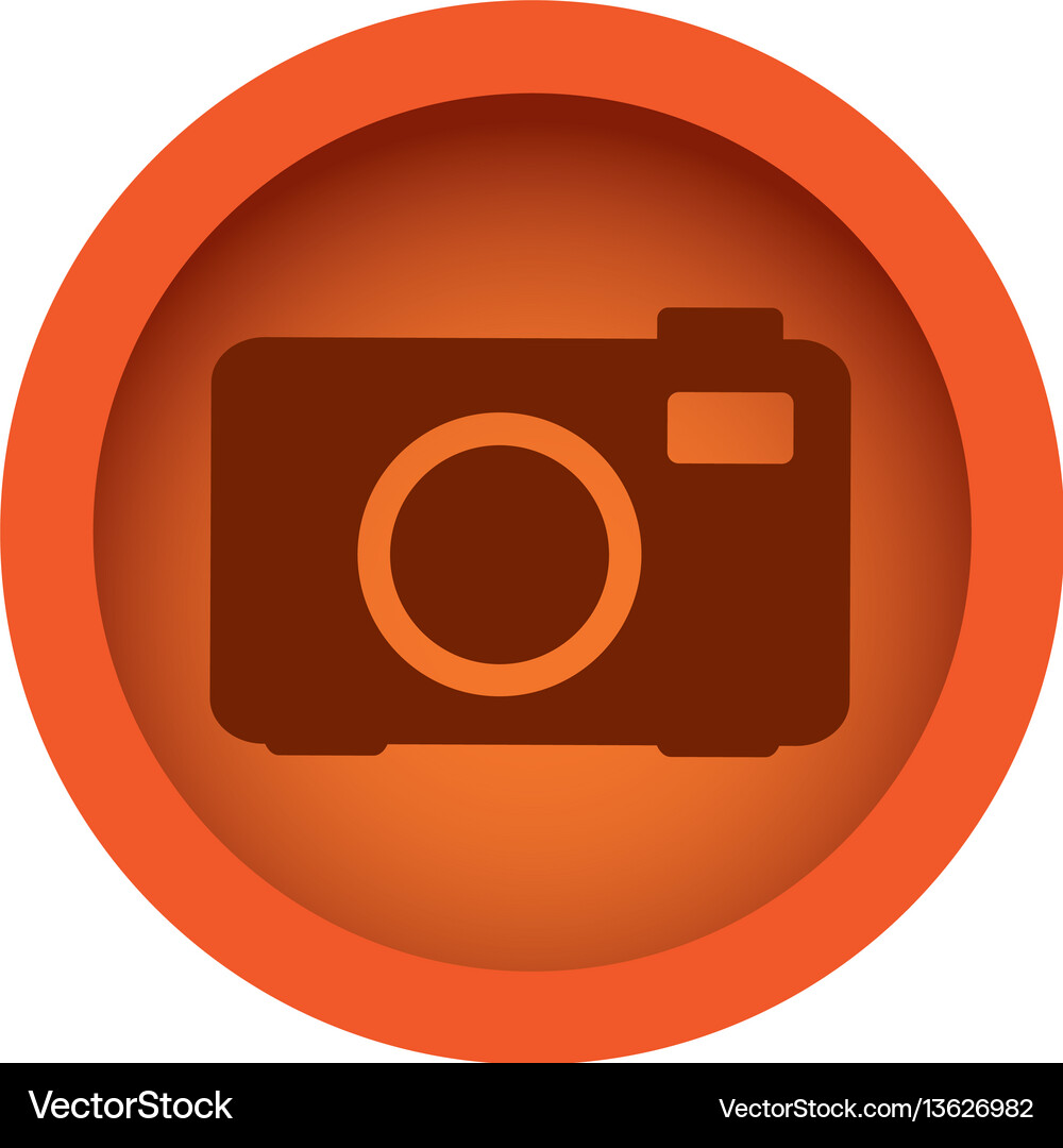 Orange color circular frame with silhouette analog
