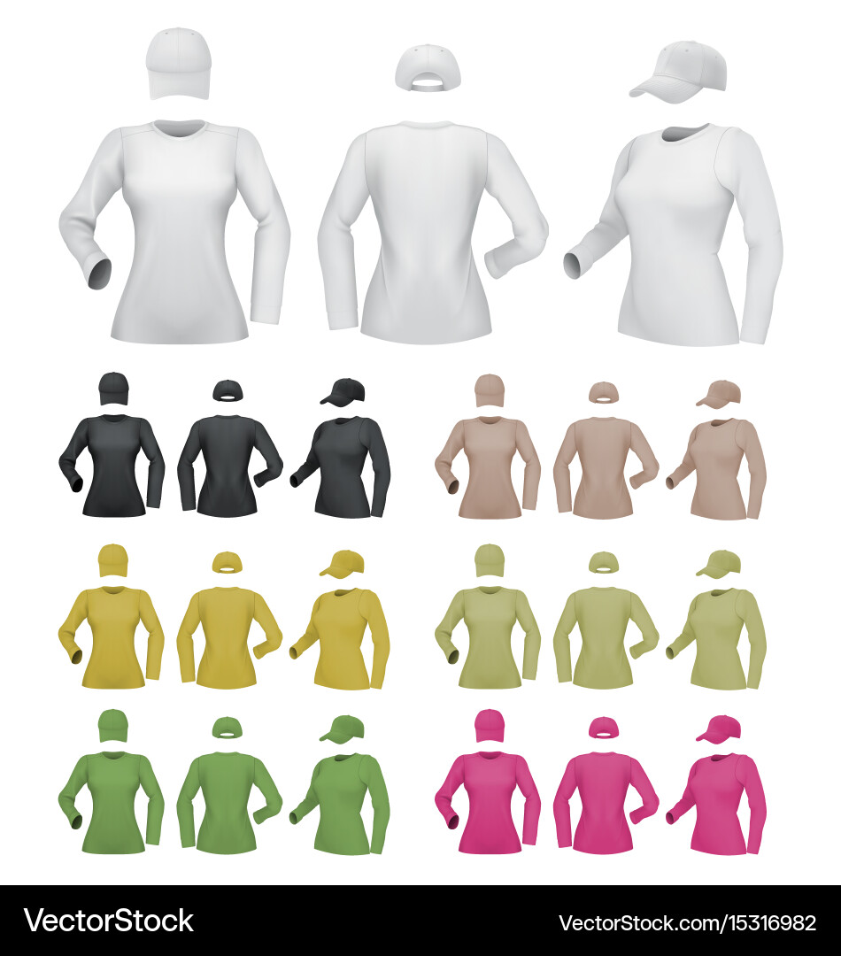 Plain female long sleeve shirt template on white Vector Image
