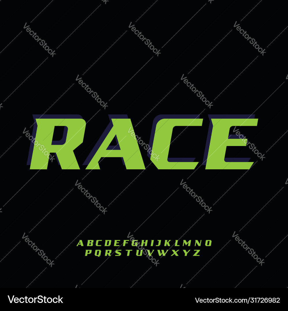Race sporty speed type font set Royalty Free Vector Image