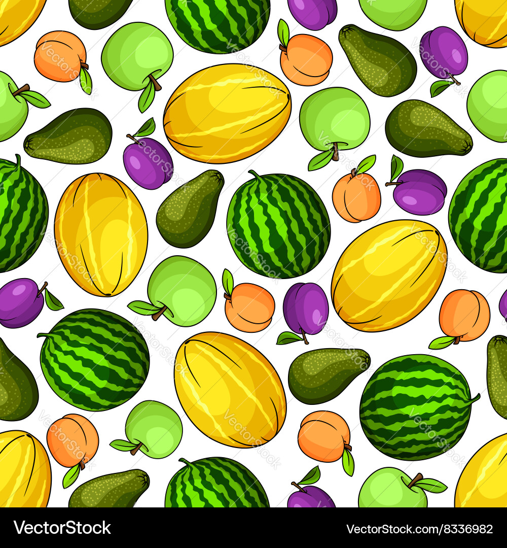 Ripe fruits colorful seamless pattern Royalty Free Vector