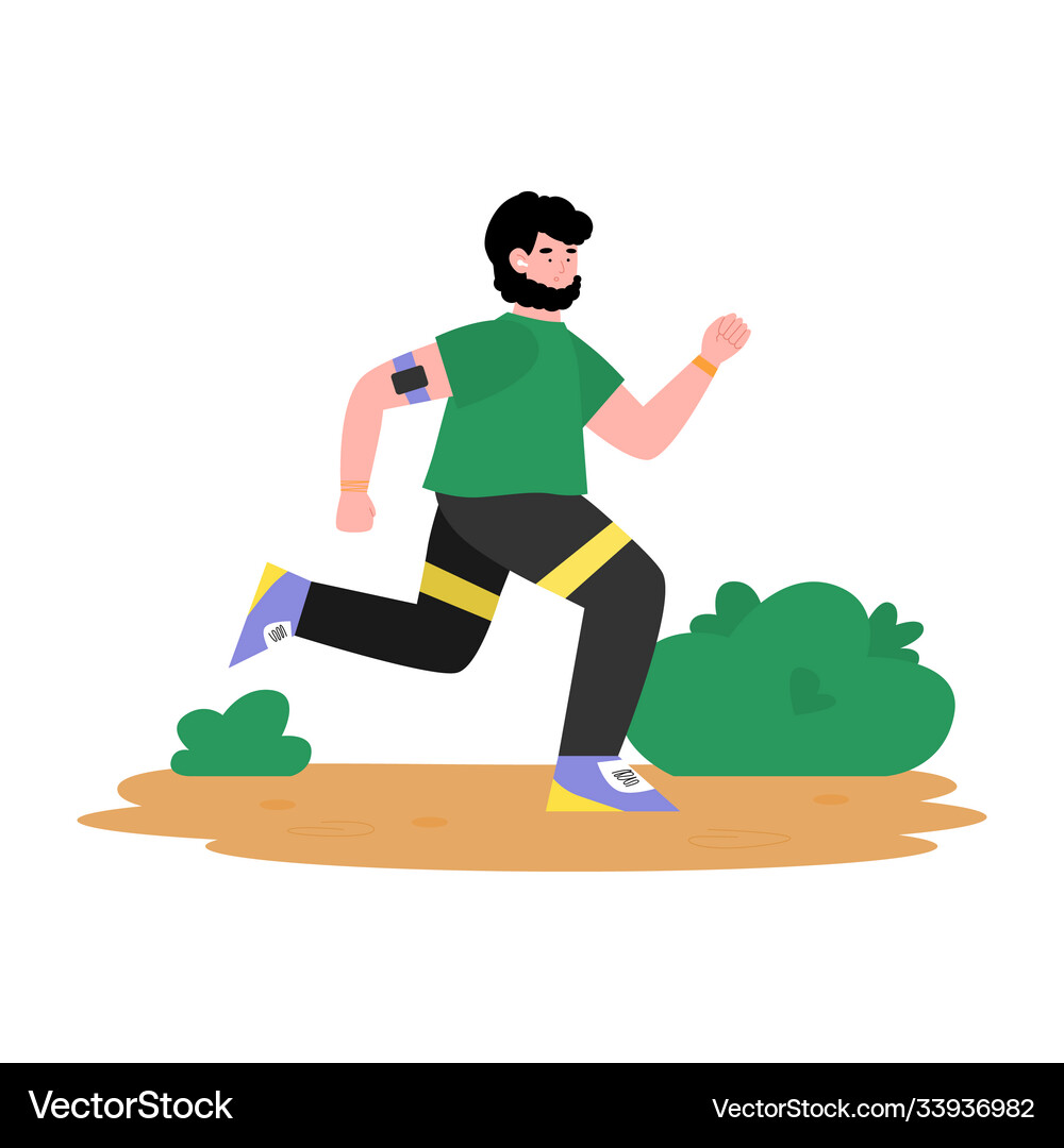 Runner in park or nature a flat cartoon Royalty Free Vector