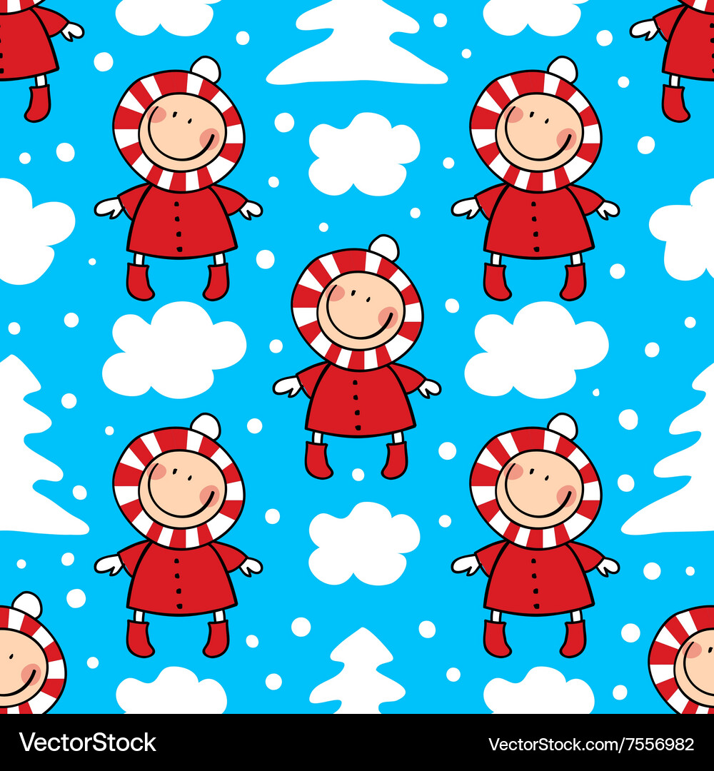 Seamless pattern with the image of children Vector Image
